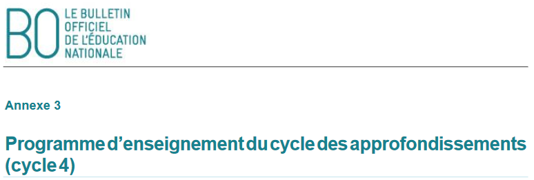 Programme d’enseignement du cycle des approfondissements (cycle4) – Troisième prépa-métiers