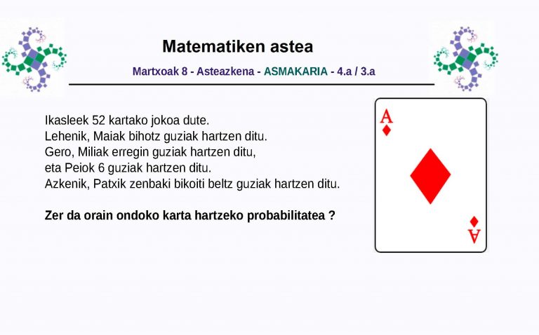 2023ko asmakariak eta soluzioak – 4.a, 3.a - Matematikak euskaraz - Académie de Bordeaux