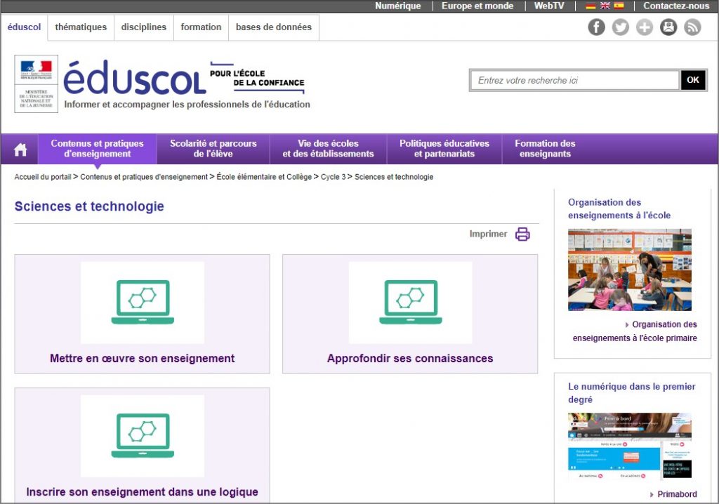 Ressources d’accompagnement Eduscol – Technologie Collège