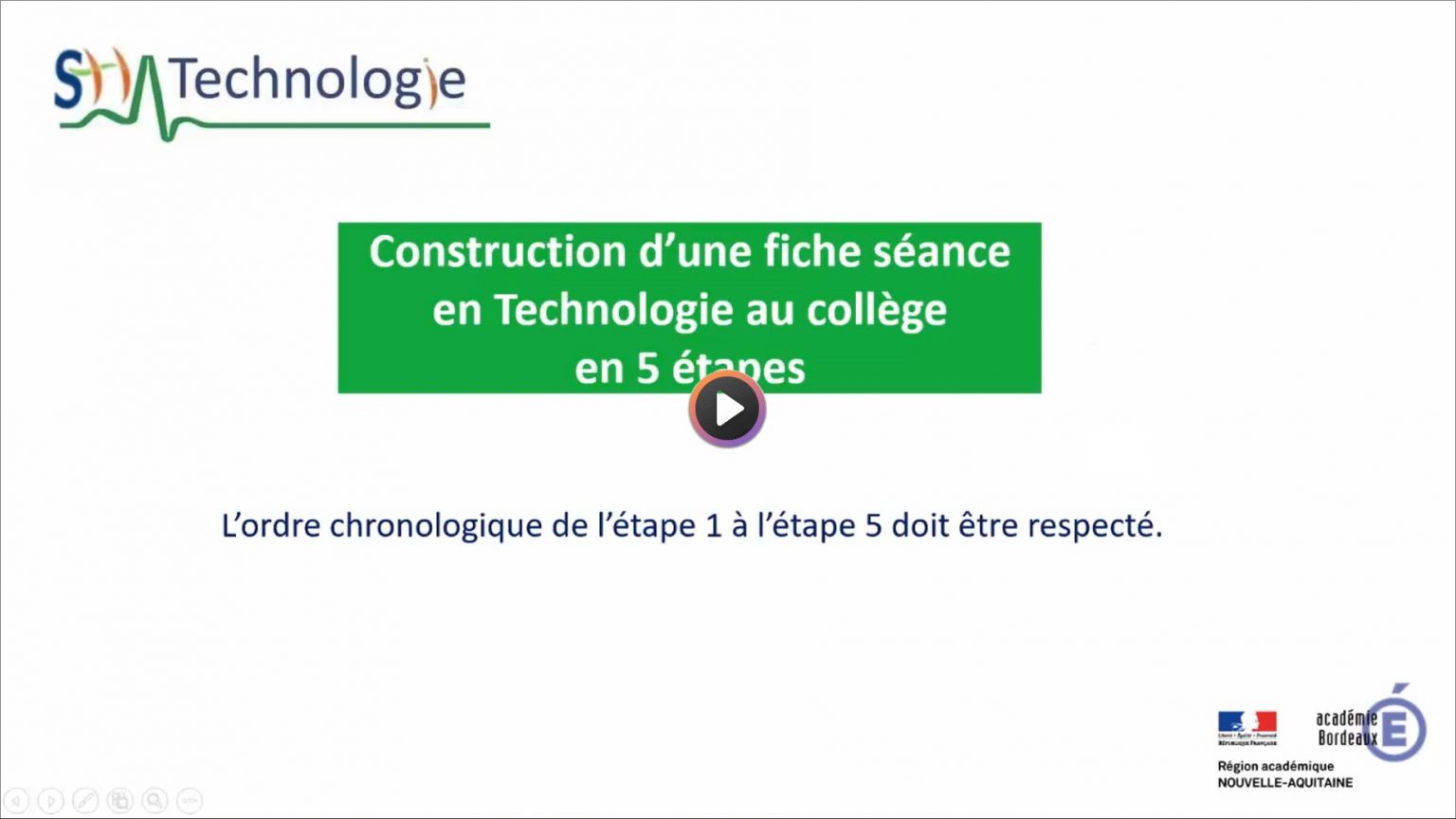 La démarche en vidéo de construction d’une séance par le professeur – Technologie Collège