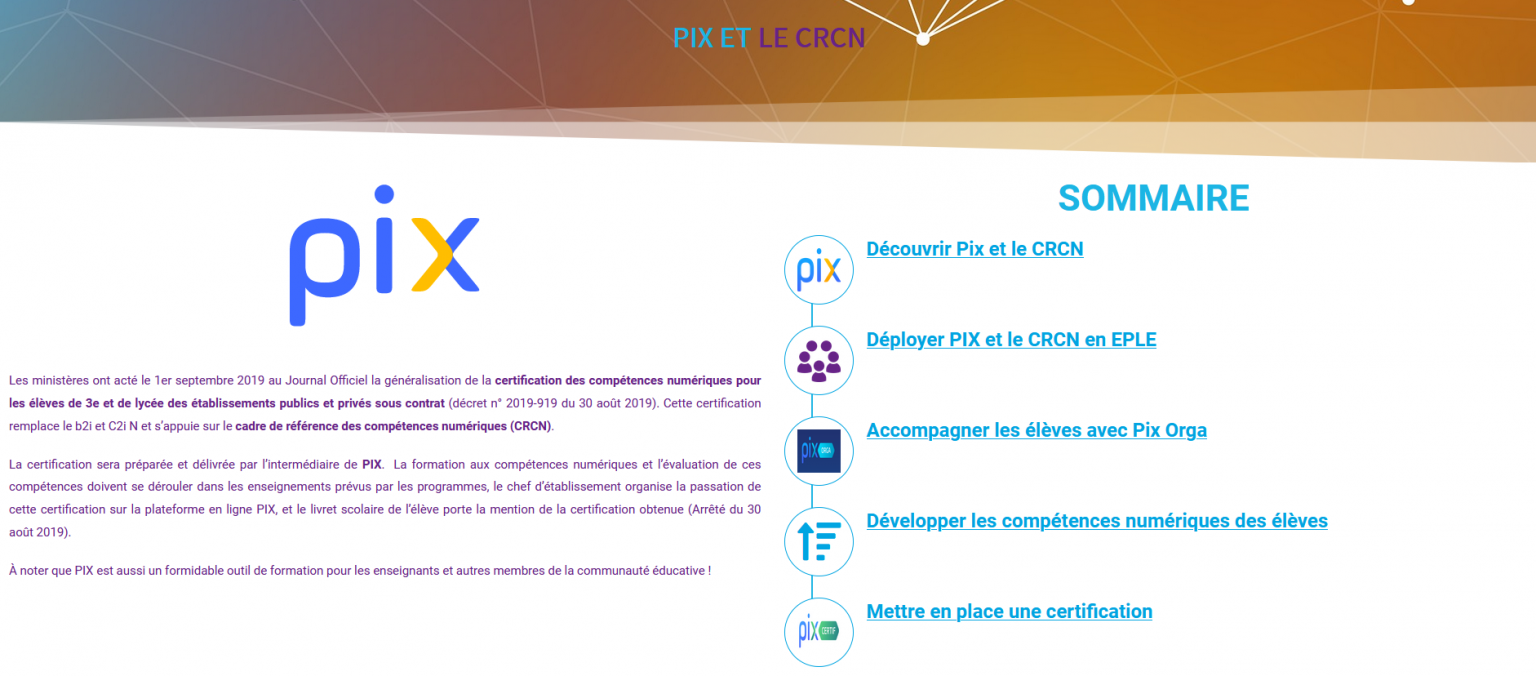 PIX – Développer et certifier les compétences numériques – SII lycée